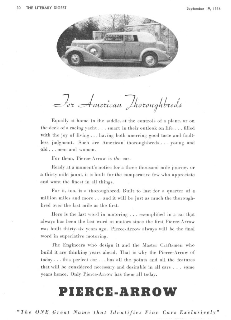 Advertising 1936-1938 – Pierce-Arrow Society